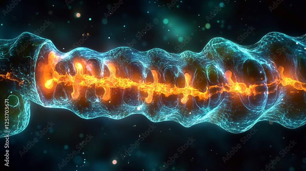 Glowing sarcomere inside a muscle fiber showing actin and myosin ...