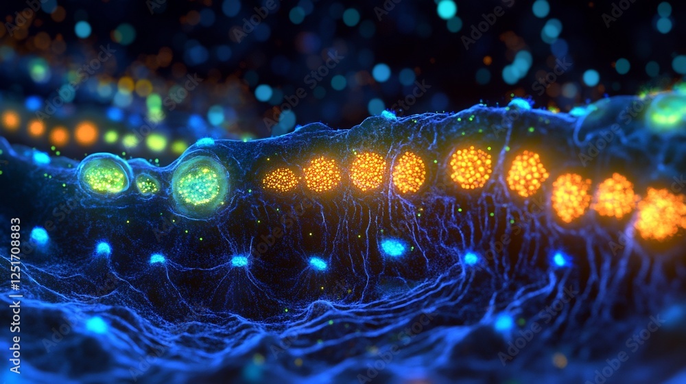 Bioluminescent cell junctions a tissue layer highlighting different ...