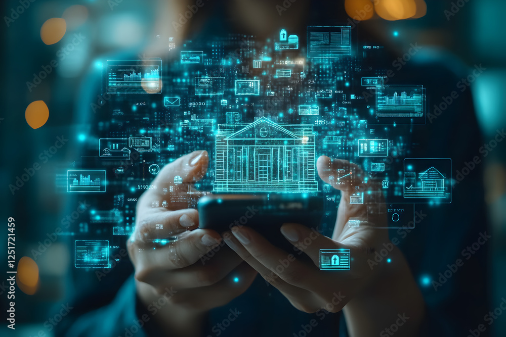 Futuristic Digital Banking and Fintech Innovation Concept – Mobile ...