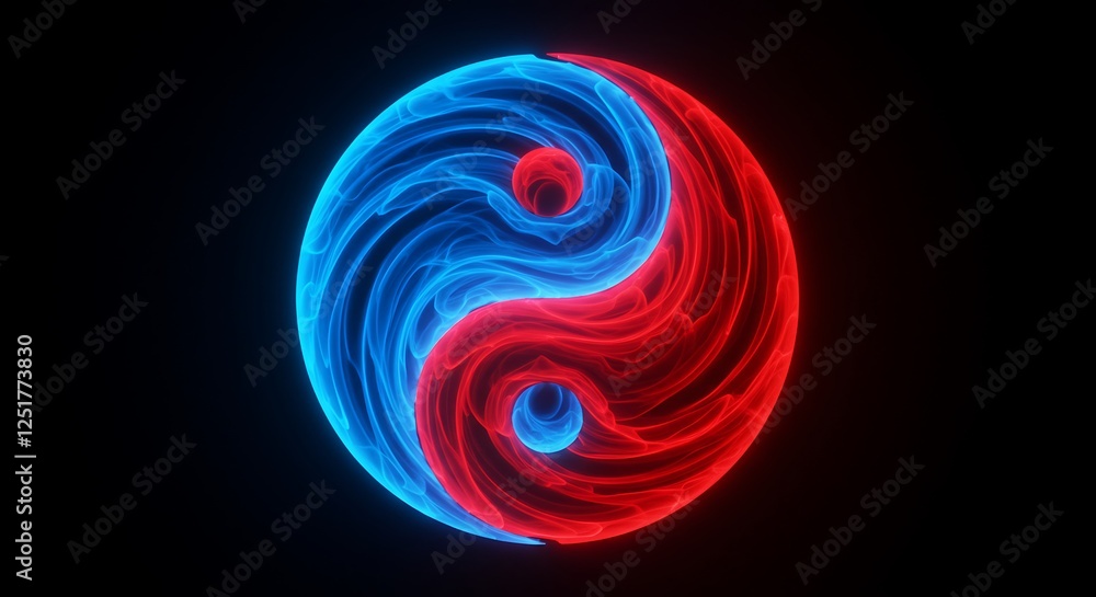 Glowing Yin Yang Symbol with Swirling Red and Blue Energy Stock ...