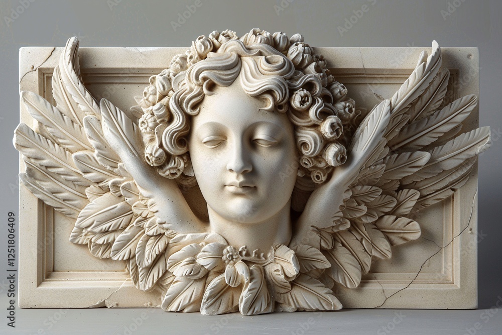 Serene angel head wall sculpture, a timeless piece of art that adds a touch of elegance to any ...