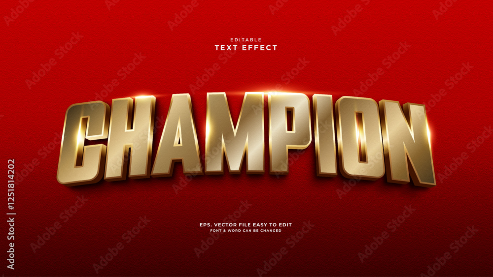 Champion 3d text style, editable text effect golden Stock Vector ...