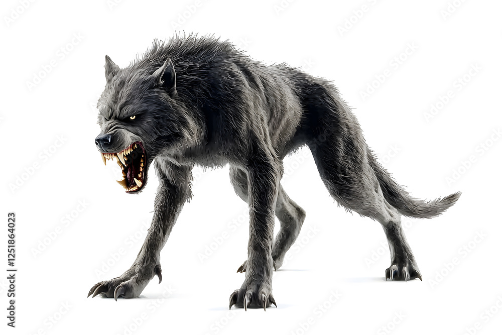 Realistic scary werewolf with wild appearance isolated on a white ...