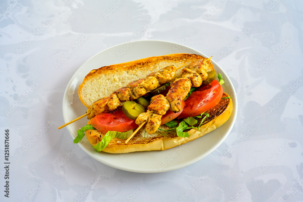 Chicken wings barbeque in a dish with BBQ grill sauce . Izgara tavuk ...