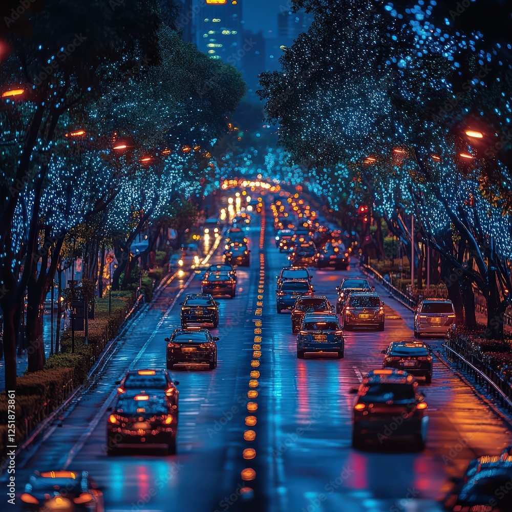 AI-powered smart traffic management system optimizing city flow. Stock ...