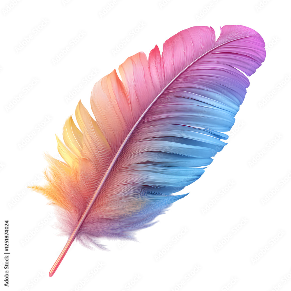 Fluffy 3D Cartoon Feather Quill Pen Isolated on Transparent Background ...