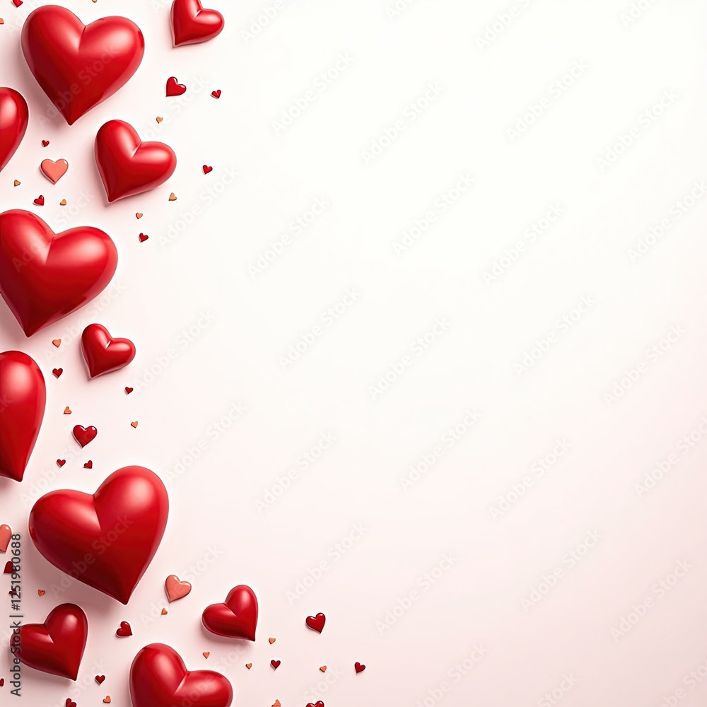 Elegante fondo blanco con corazones tridimensionales rojos ideales para ...