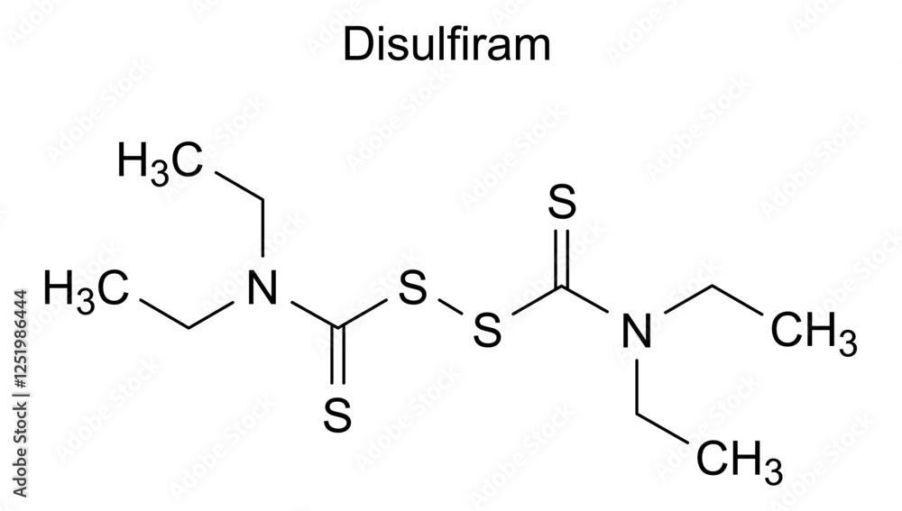 Chemical structure of disulfiram, drug substance Stock Vector | Adobe Stock