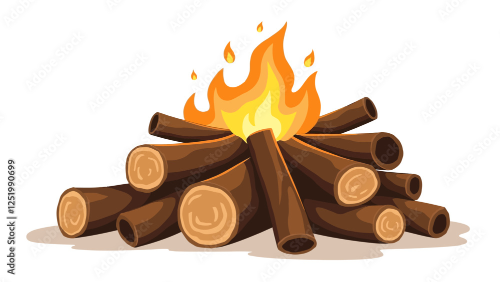Pile firewood. Stack wood log bonfire, cartoon sticks branches timber ...