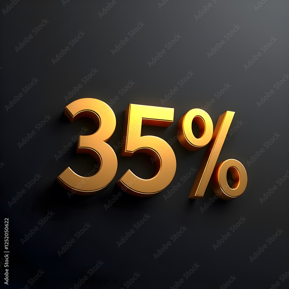 Golden 35% Discount: A sleek, 3D-rendered gold "35%" symbol stands out ...