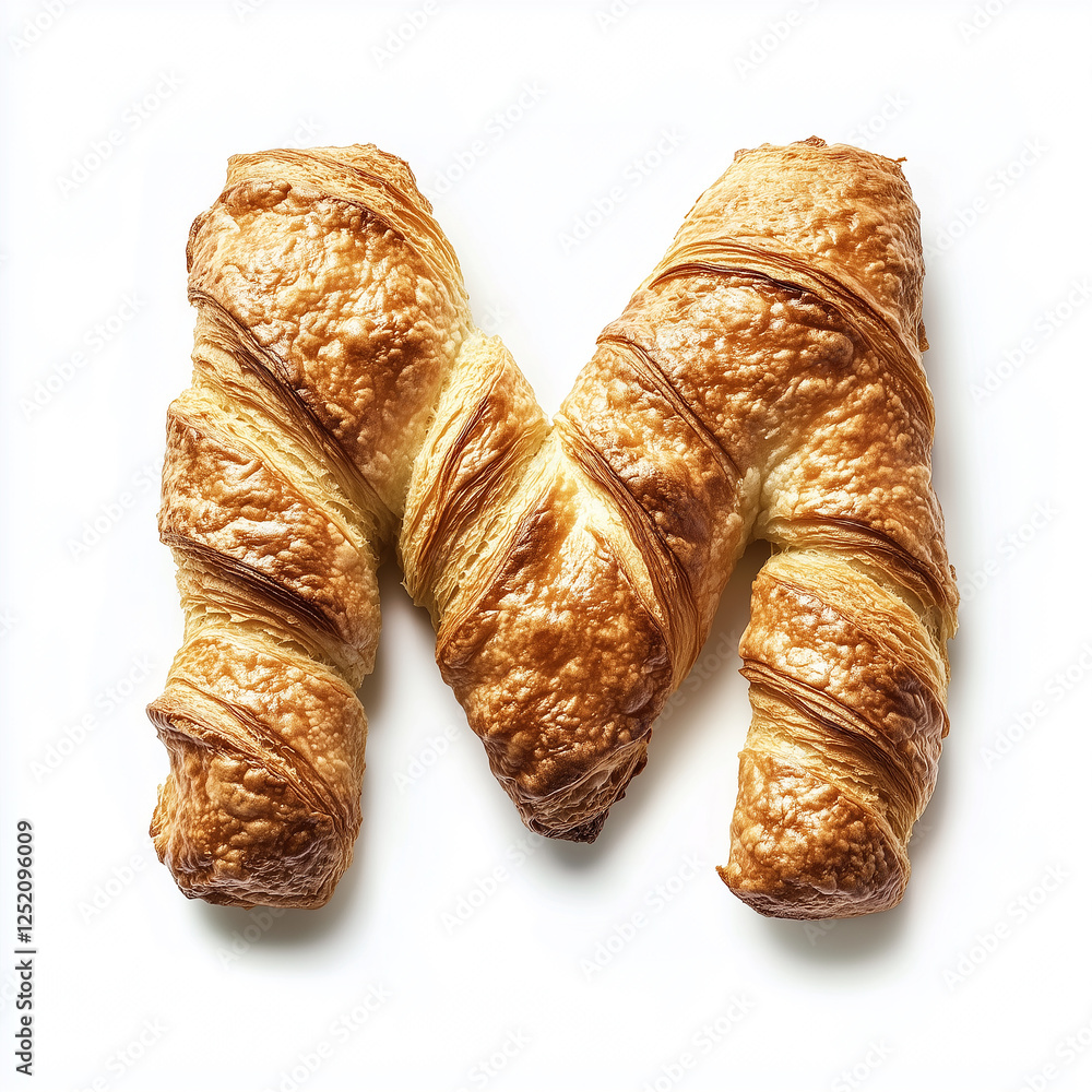 Alphabet letter M made of croissants with solid white background. Stock ...