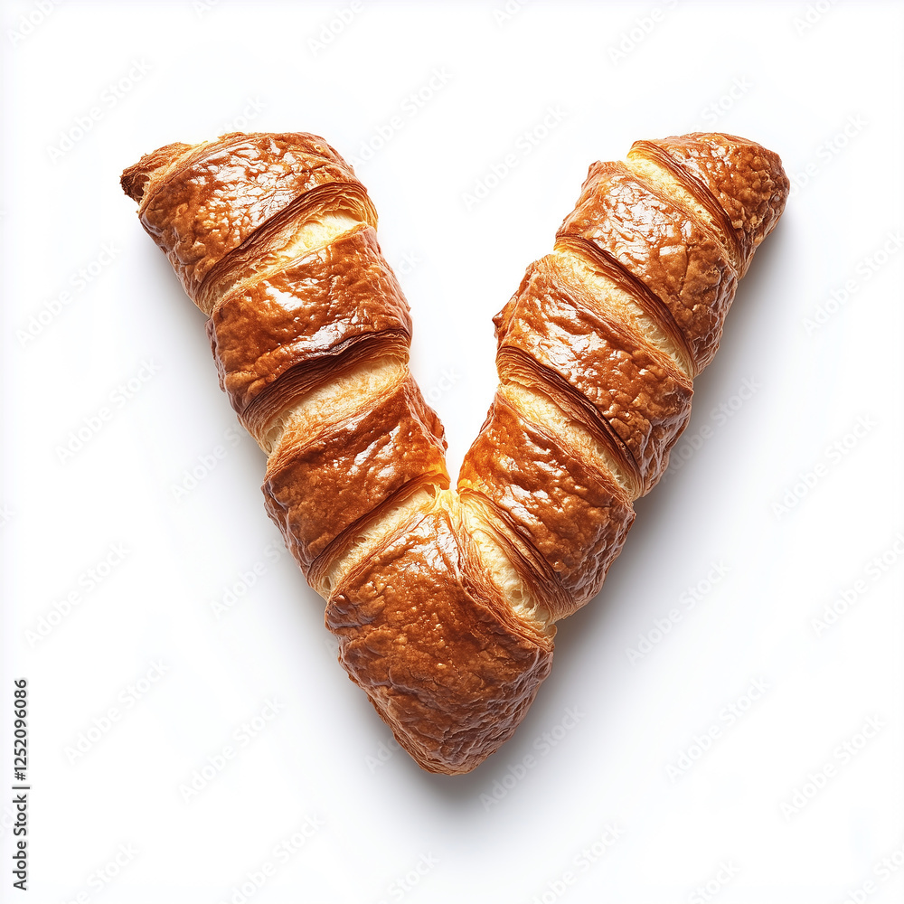 Alphabet letter V made of croissants with solid white background. Stock ...