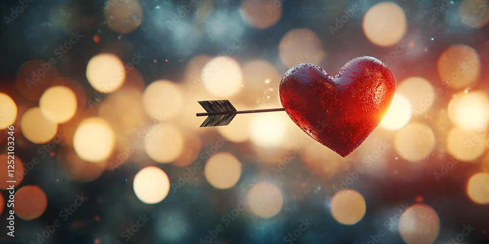 Double Exposure Photography of Pierced Heart Icons with Cupid's Arrow ...