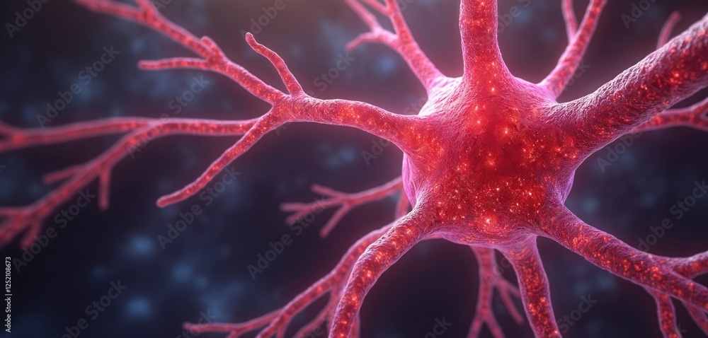 Illustration of new red blood vessel formation. 3D generative AI design ...
