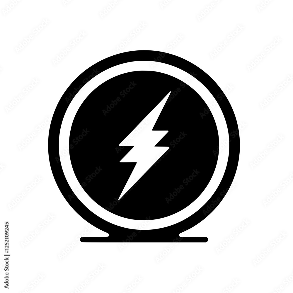 Power Button with Lightning Bolt: Simple icon representing a power ...