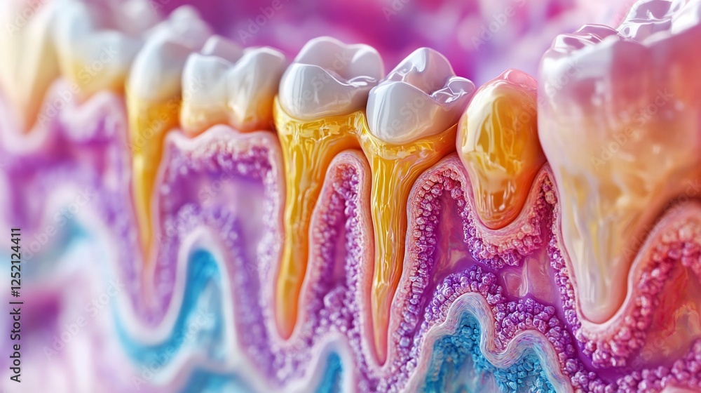 Detailed Colorful Cross Section of Human Teeth with Gums and Enamel ...