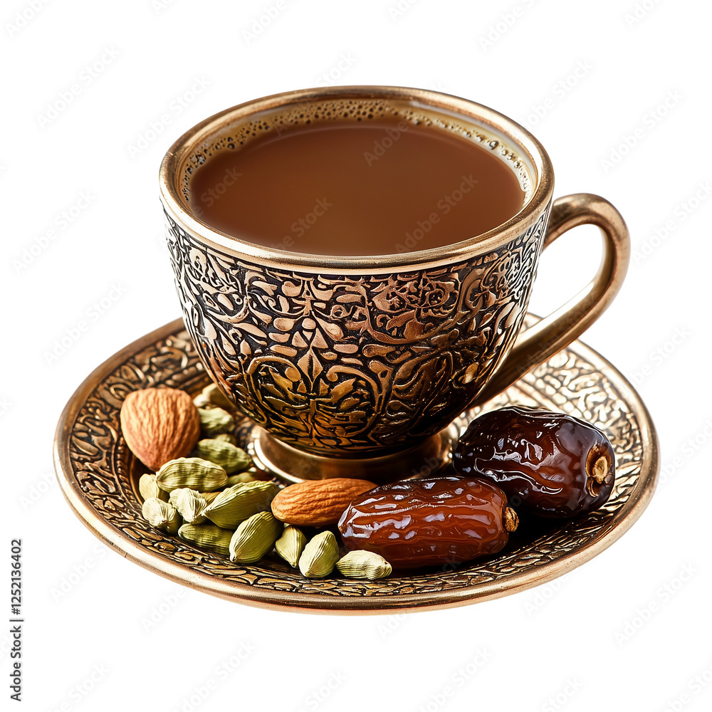 Arabic Qahwa coffee with cardamom, dates, and almonds, energizing drink ...