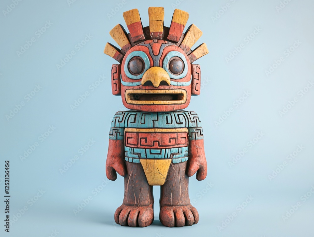 Colorful Wooden Sculpture of Ancient Aztec Deity Figure Stock ...