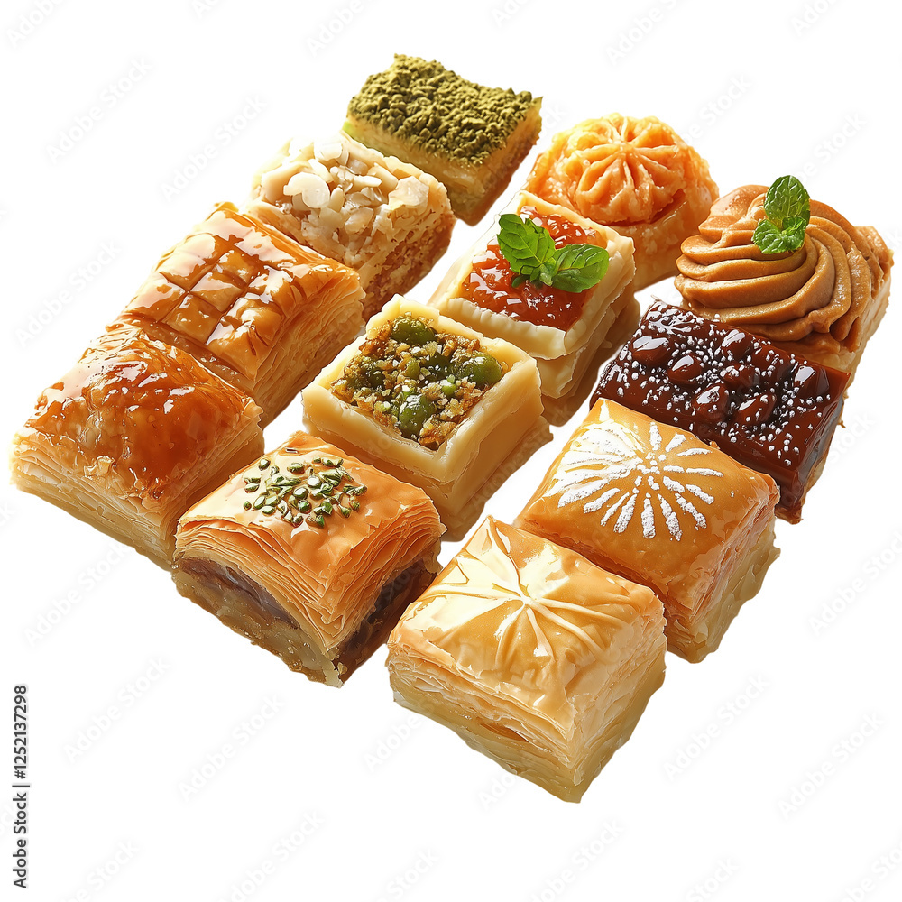 Assorted Arabic sweets including Baklava and Knafeh, delicious Ramadan ...