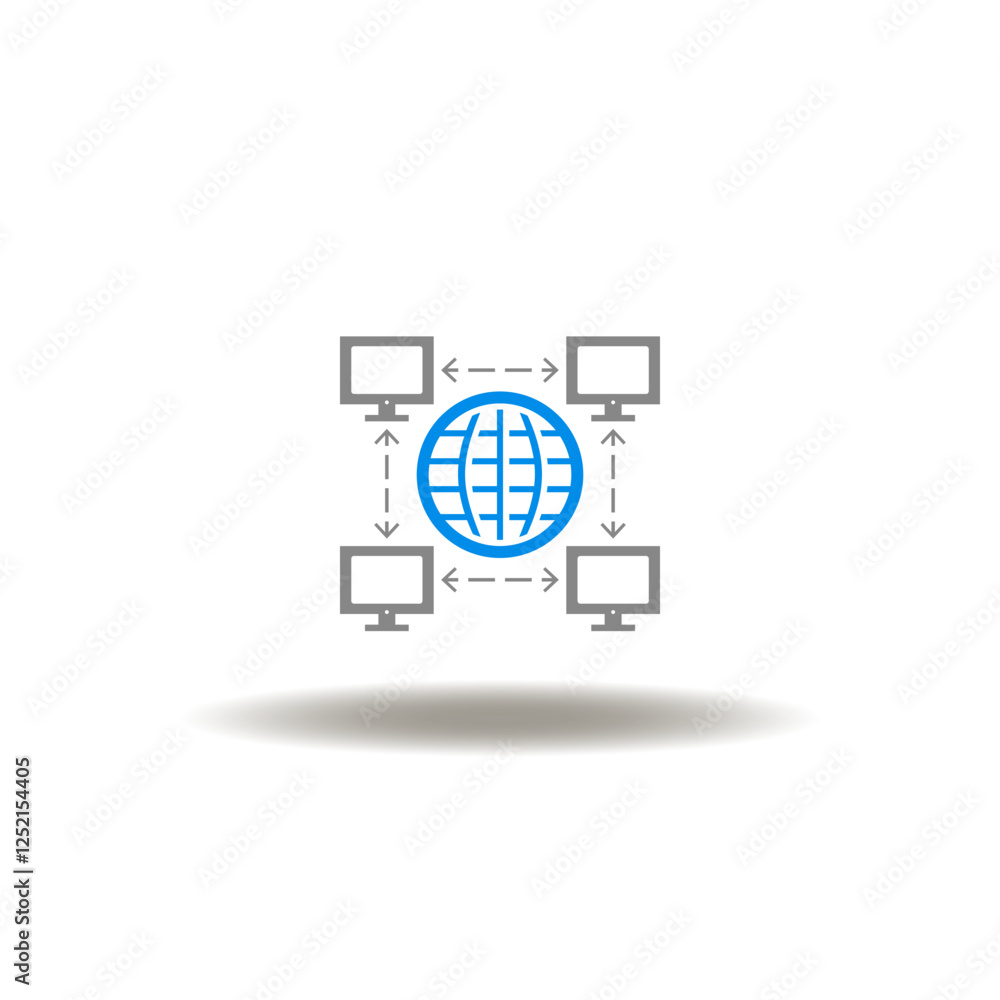 Vector illustration of earth globe with computer network. Symbol of ...