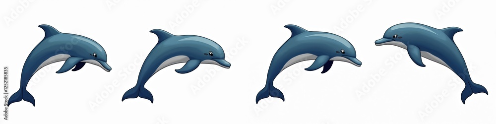 Dolphin clipart collection. Visual sea icons isolated on transparent ...