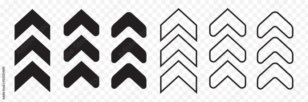 Swipe icons set. Up arrow button symbols. Scrolling, slide icon ...