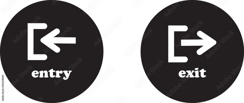 Vector de Stock Enter and exit icon set. Entry and out sign black flat ...