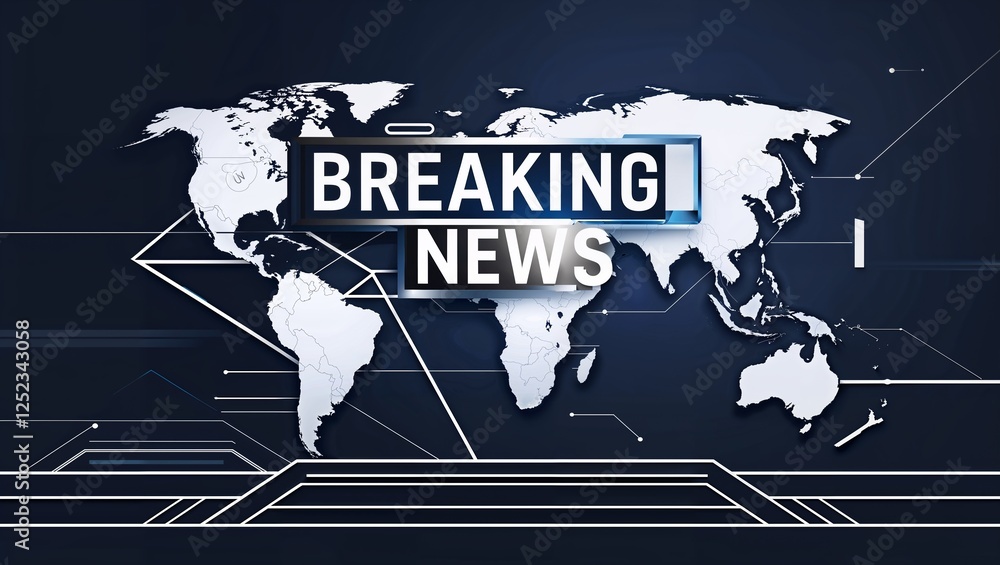 A dynamic breaking news live background with a stylized world map as ...