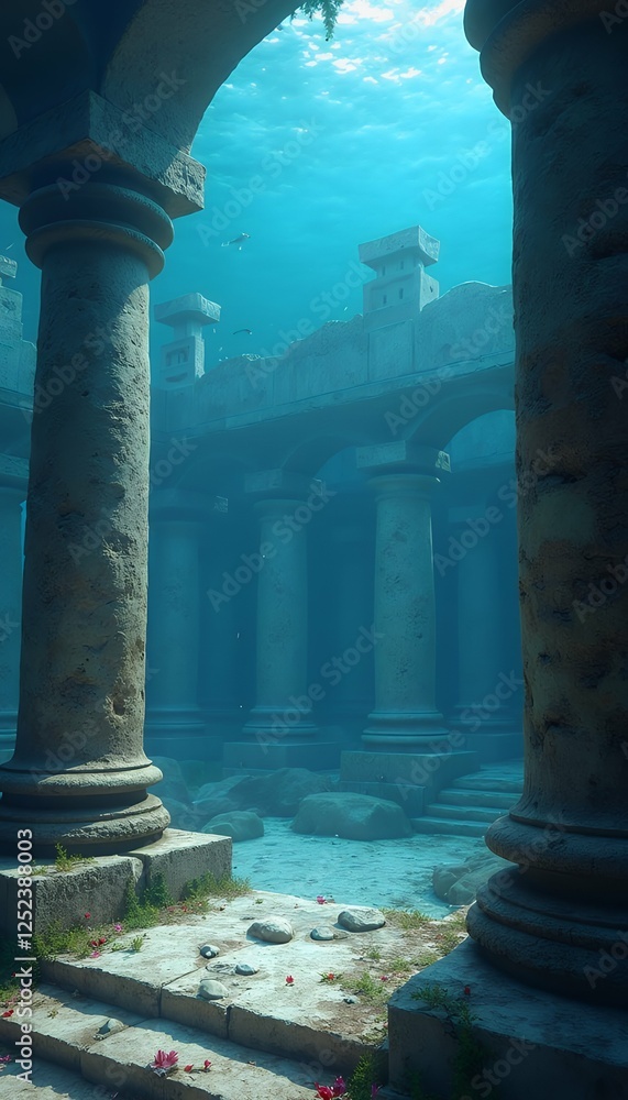 raster catacombs treasures artwork city rendering diving ruins sea ...