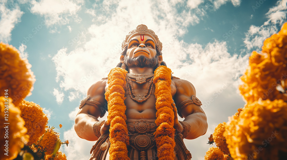 Hanuman Jayanti banner with red to golden yellow gradation, giant ...