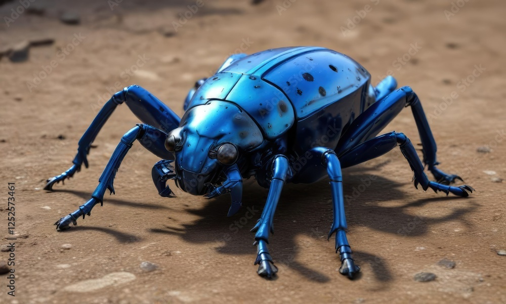 Large metallic blue beetle with distinctive black spots , metallic blue ...