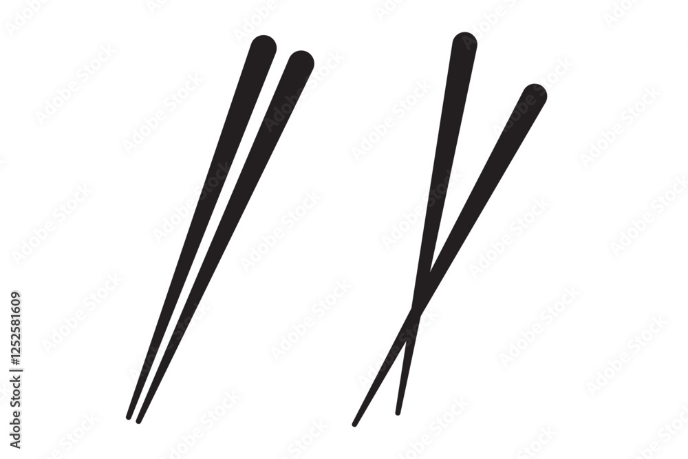 Chopsticks icons set. Chop stick vector isolated on black and white ...