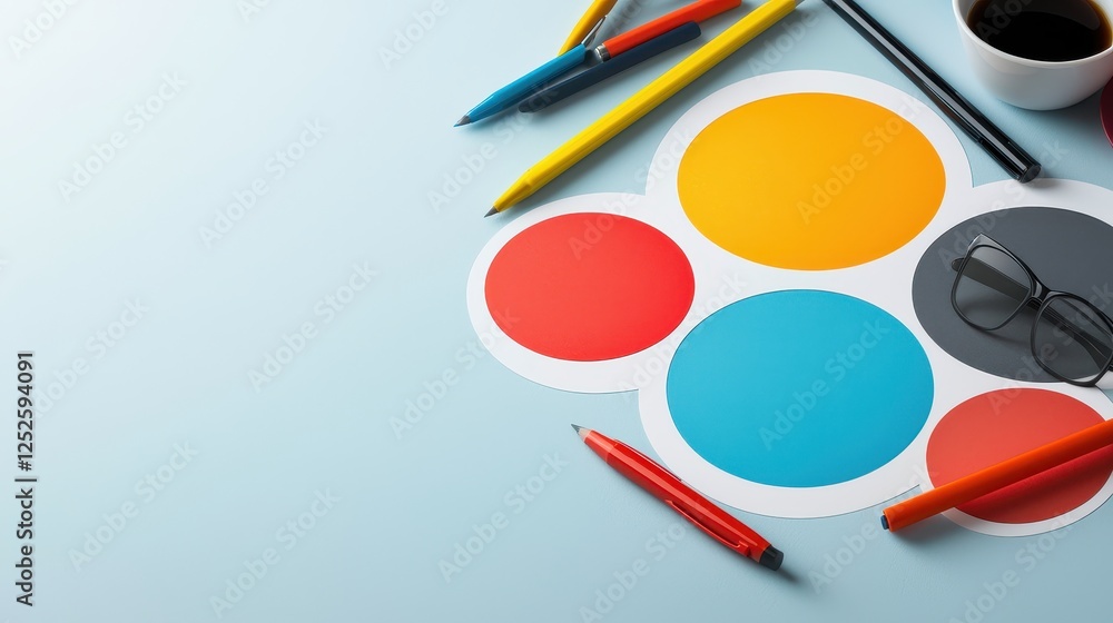 A Venn diagram with overlapping sections on paper, representing shared ...