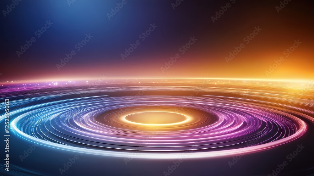 Circular rainbow gradient design with a glowing center, radiating ...