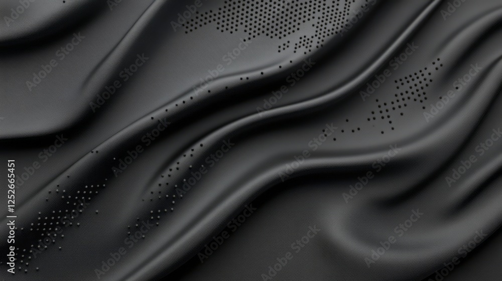 Black background with dotted waves, low-poly mesh style. Composition ...
