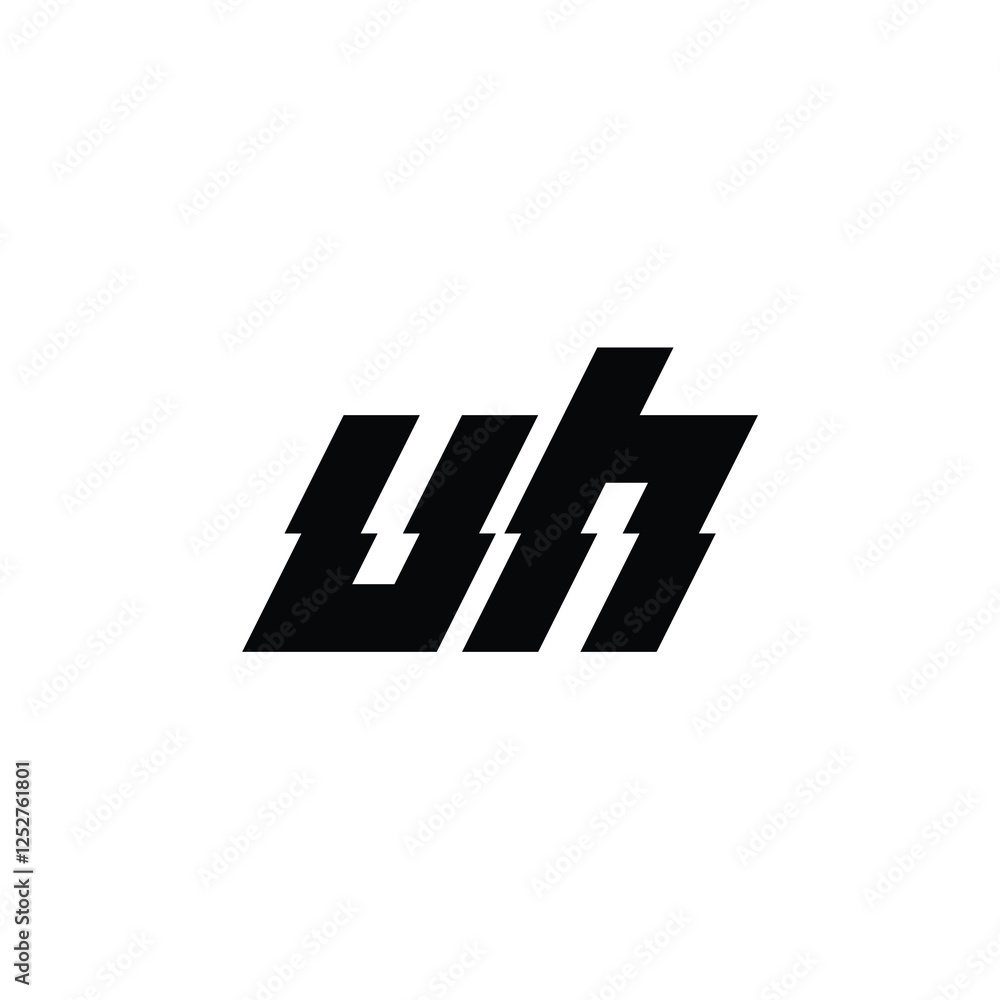 UH monogram logo design letter text name symbol monochrome logotype ...