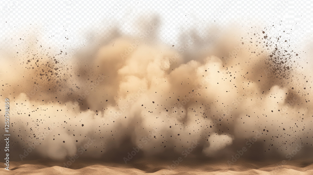 Brown dust clouds set isolated on transparent background. Vector ...