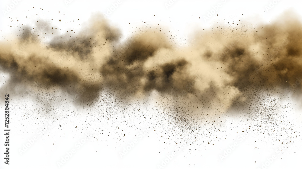 Dust clouds, dirty brown smoke, heavy thick smog with motes sand and ...