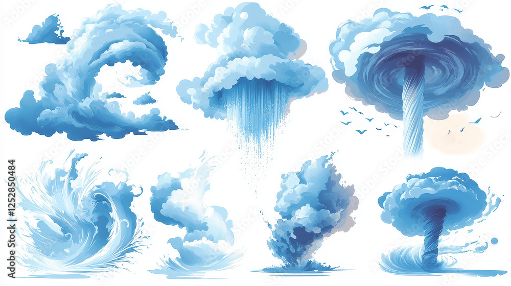 3d tornado and hurricane isolated vector storm vortex. Realistic ...