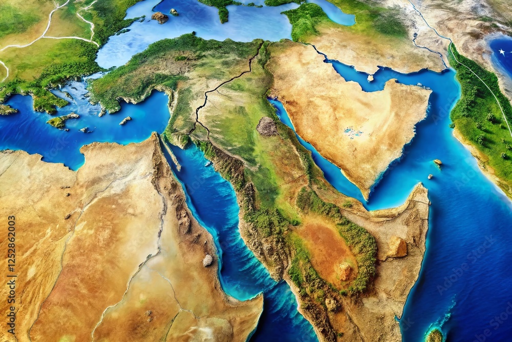 Aerial View of Israel and Palestine, Middle East Map, Geographic Location, Political Borders ...