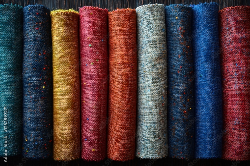 Different types of fabrics with a color palette texture map pattern ...