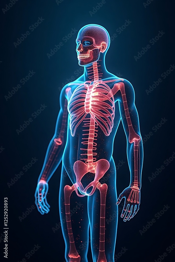 Ilustración de Stock Generative AI Human Anatomy Skeleton Futuristic ...