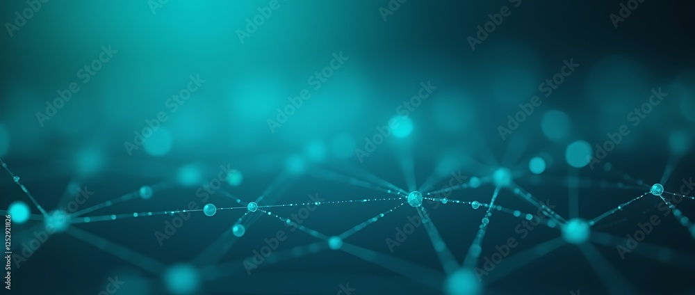 Generative AI Teal Network Connection Data Visualization Abstract ...