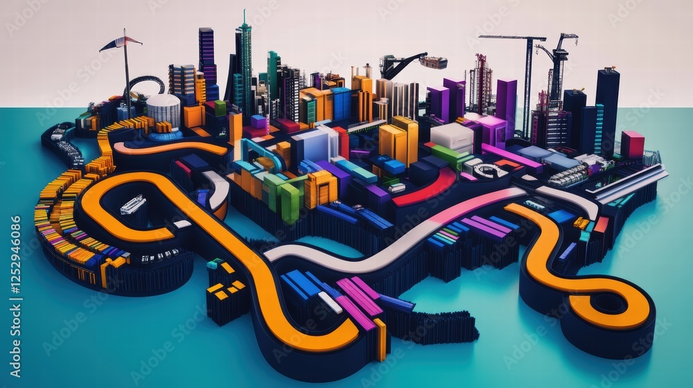 A corporate logistics and supply chain map, showing distribution ...