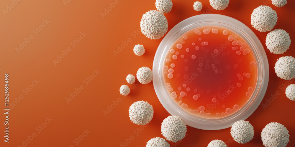 Risk Control of Bacteria concept. view of bacterial culture in nutrient ...