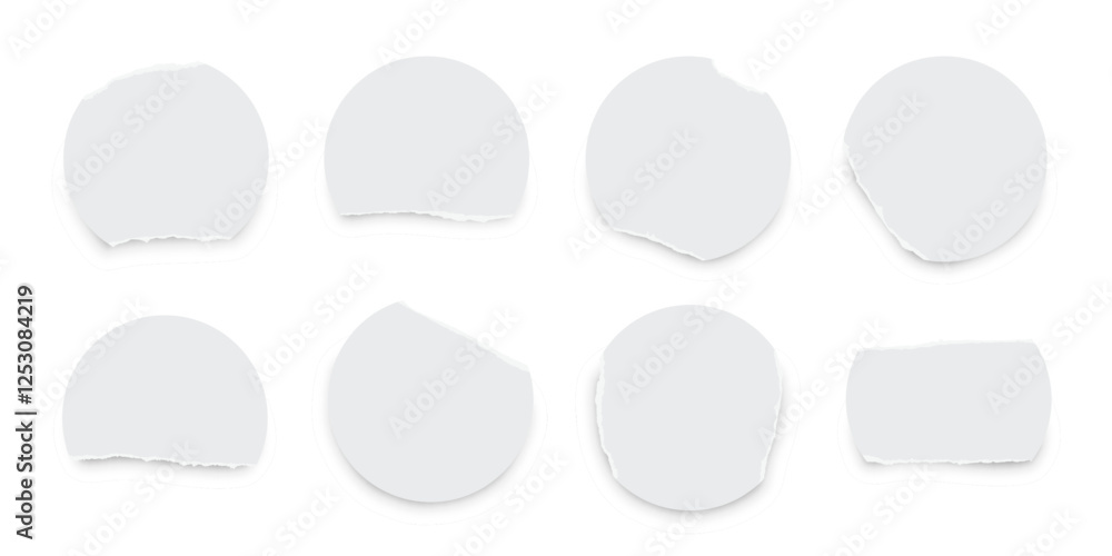 Torn paper circles with rough ripped edges isolated on transparent ...