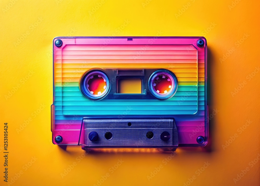 Vintage cassette tape: 80s music nostalgia in a simple, flat, retro ...