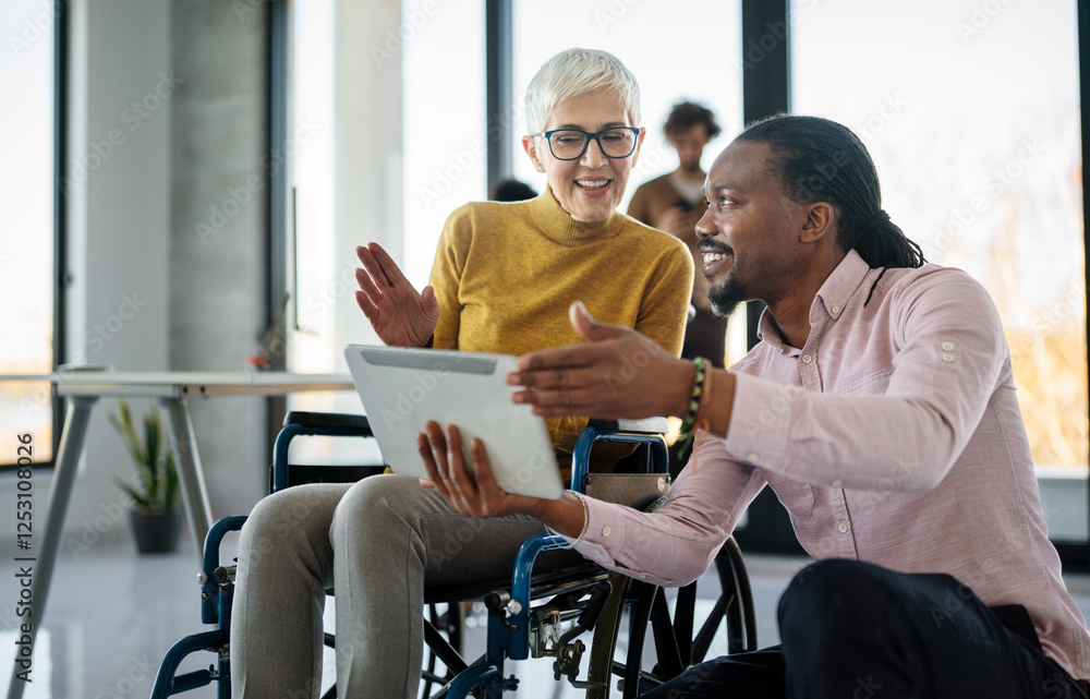 The image includes a person using a wheelchair, depicting inclusivity ...