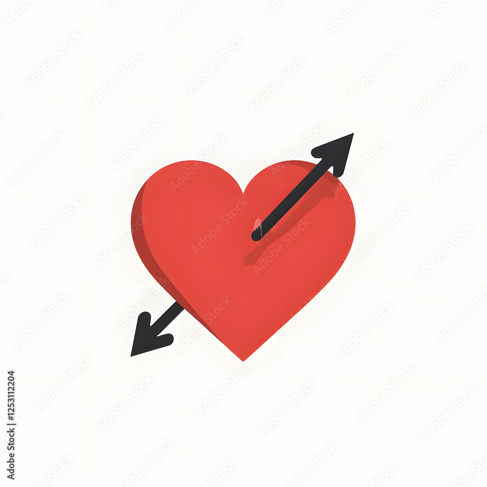 Stylized love symbol featuring a red heart with an arrow through it ...