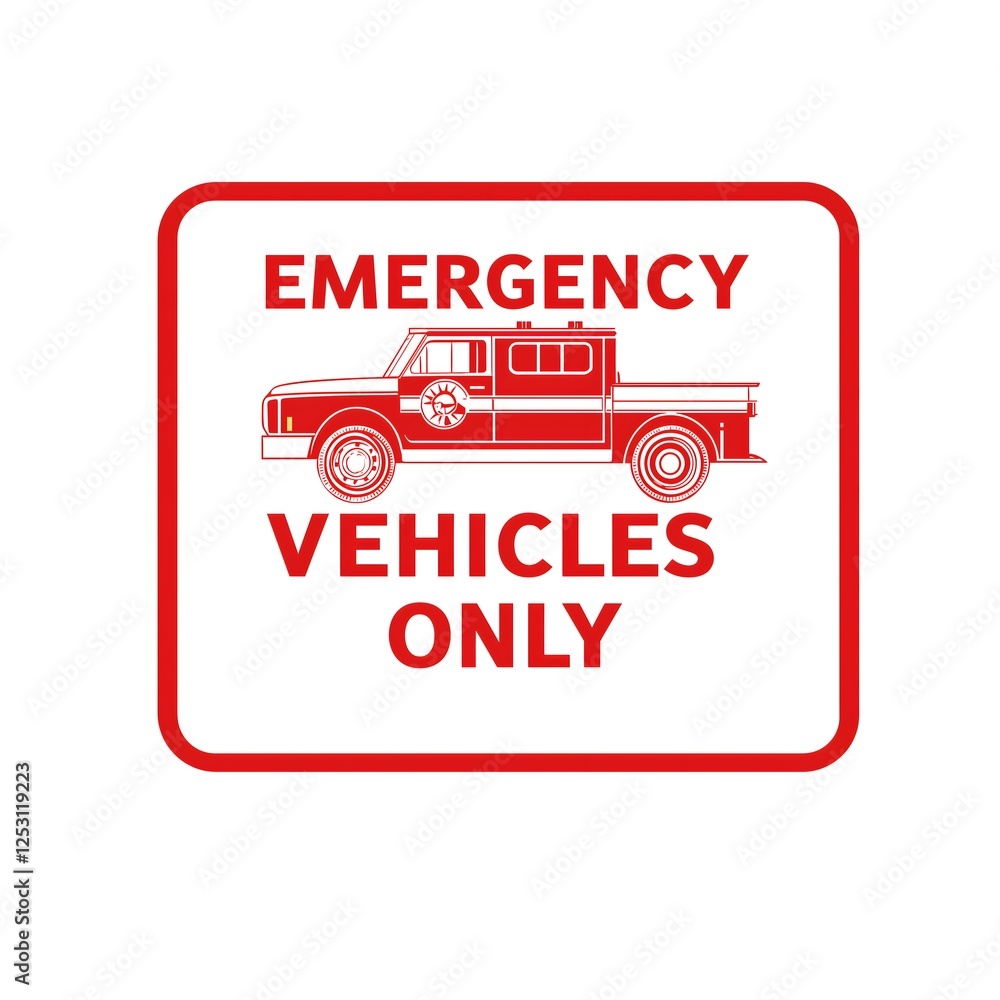 Professional Emergency Vehicles Only Parking Sign Decal with Red ...